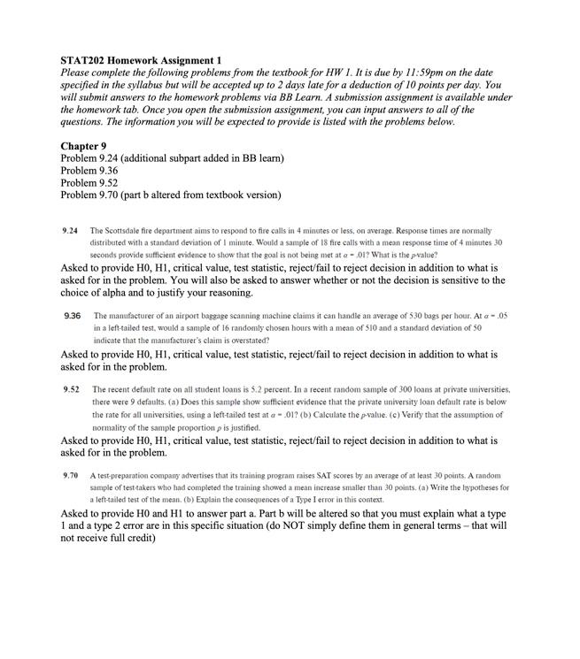 Solved STAT202 Homework Assignment 1 Please complete the | Chegg.com