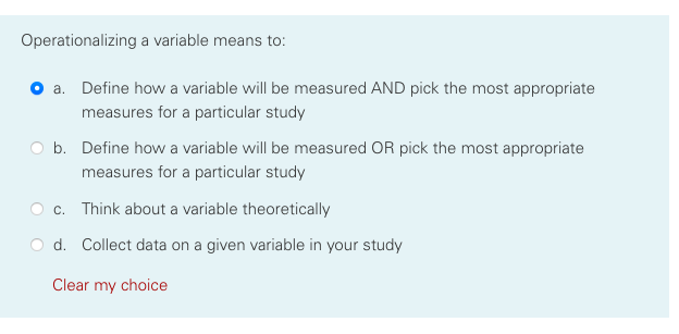 Solved Operationalizing a variable means to: a. Define how a | Chegg.com