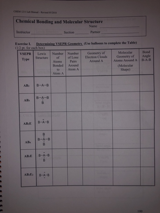 Solved CHEM 1211 Lab Manual-Revised 05/2018 Chemical Bonding | Chegg.com Solved CHEM 1211 Lab Manual-Revised 05/2018 Chemical Bonding | Chegg.com