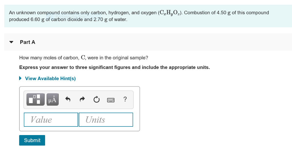 Solved An unknown compound contains only carbon, hydrogen, | Chegg.com