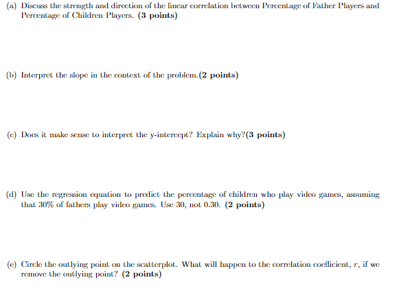 Solved The figure shows a scatterplot, with a regression | Chegg.com