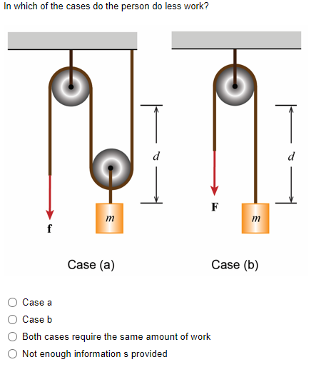 Solved In which of the cases do the person do less work? | Chegg.com