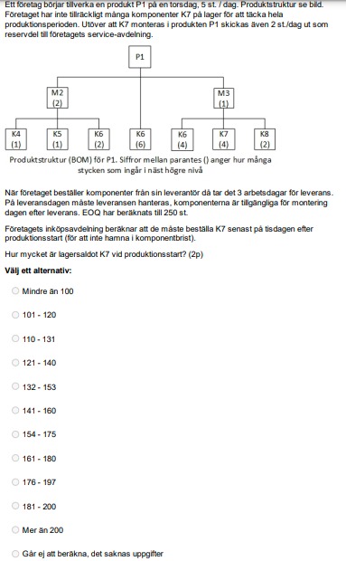 Ett forretag bőrjar tillverka en produkt P1 pa en | Chegg.com