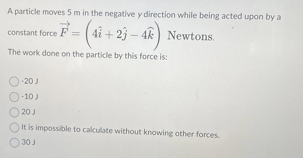 Solved A particle moves 5 m in the negative y direction | Chegg.com