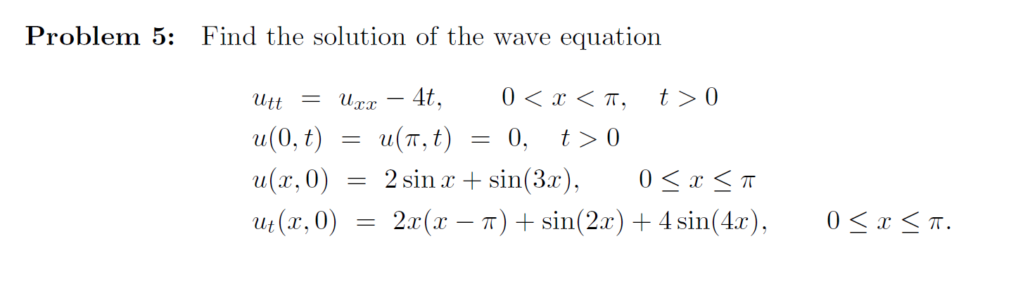 Solved Problem 5: Find the solution of the wave equation | Chegg.com