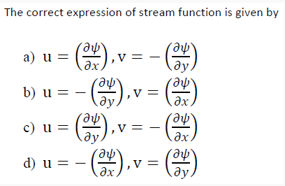 Solved The correct expression of stream function is given | Chegg.com