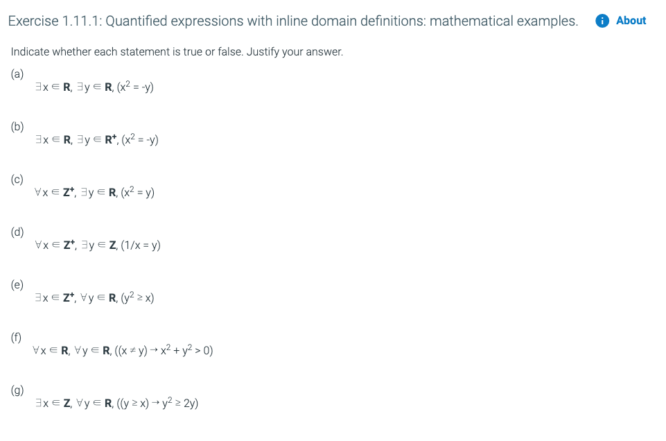 Solved Exercise 1.11.1: Quantified expressions with inline | Chegg.com