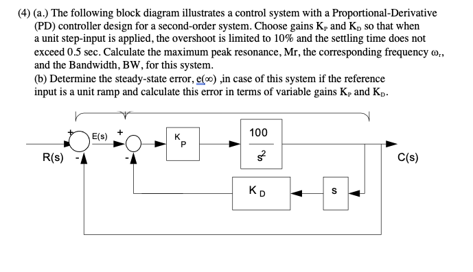 Solved (4) (a.) The following block diagram illustrates a | Chegg.com