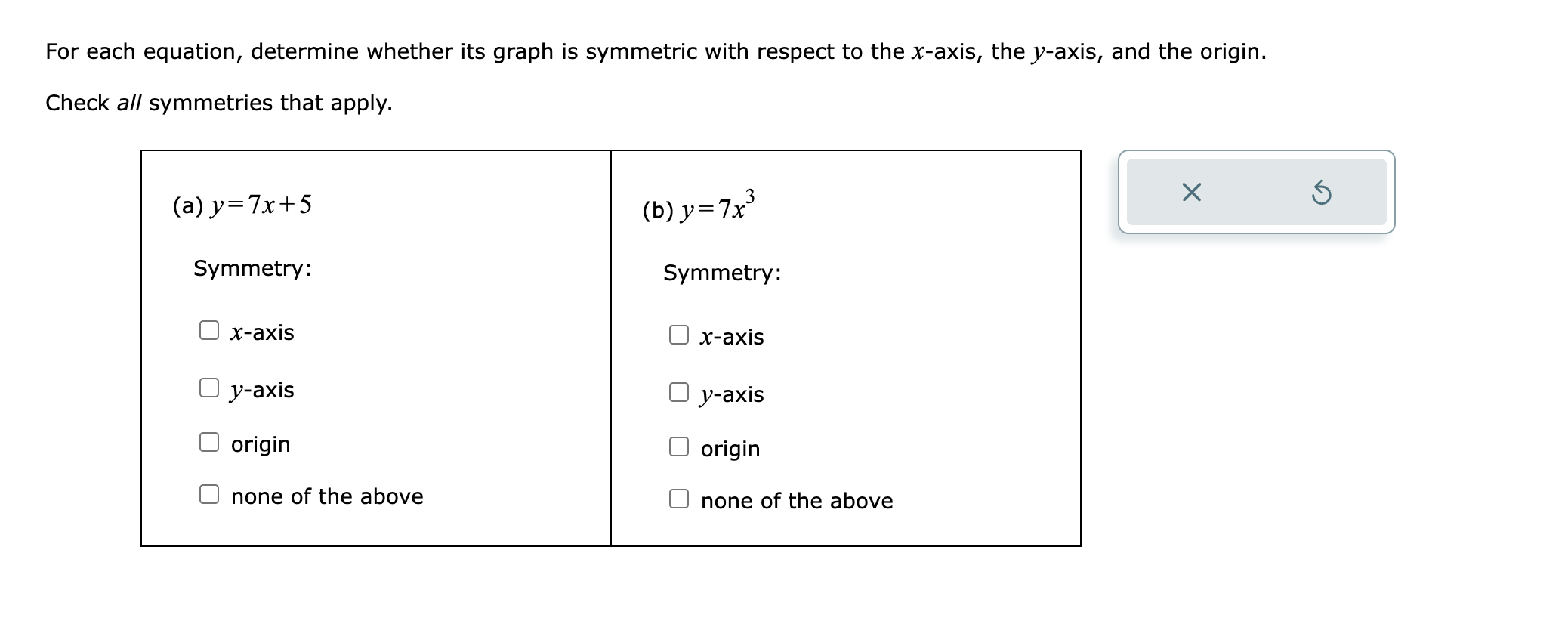 Solved For Each Equation Determine Whether Its Graph Is 