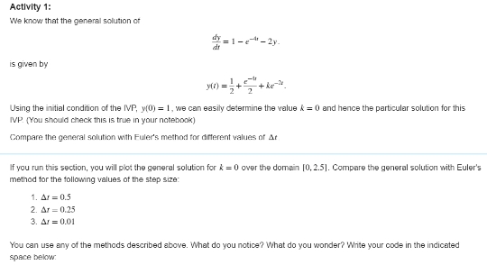 Solved Activity 1: We know that the general solution of | Chegg.com