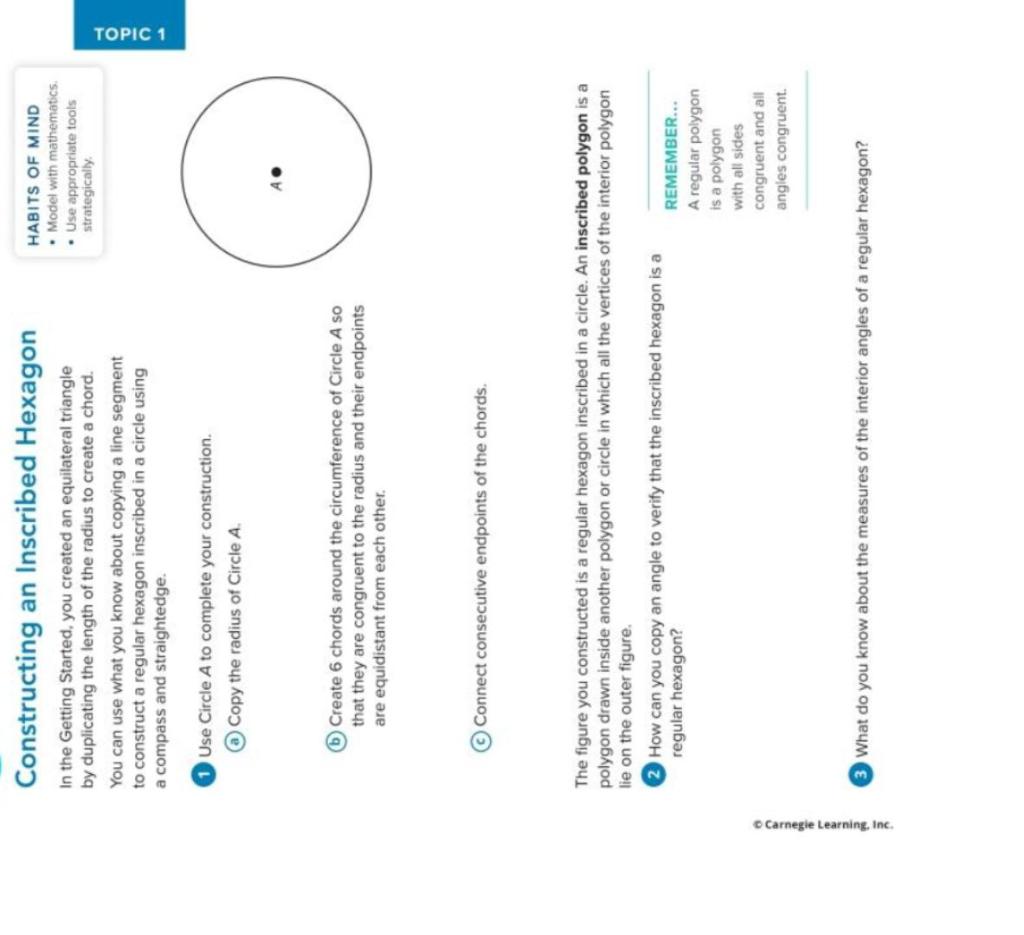 Solved Constructing an Inscribed Hexagon HABITS OF MIND In | Chegg.com