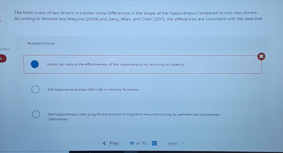 Solved The brain scans of taxi drivers in London show | Chegg.com