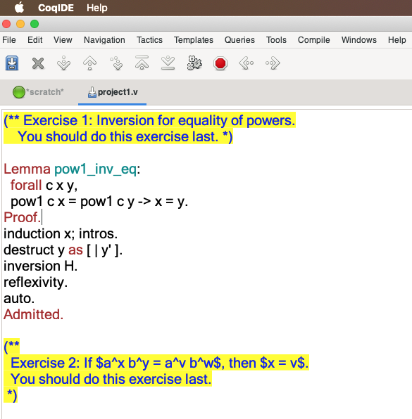CoqiDE Help File Edit View Navigation Tactics | Chegg.com