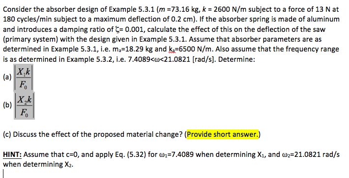 Solved Consider the absorber design of Example 5.3.1 (m | Chegg.com