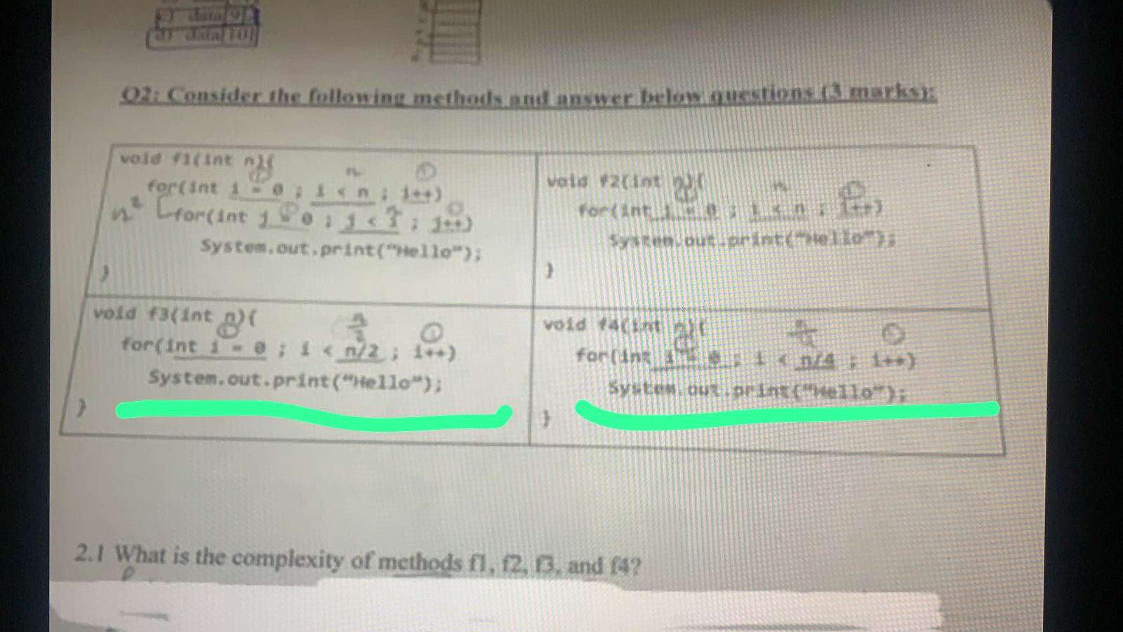 Solved 2.1 What is the complexity of methods n, f2, 3 , and | Chegg.com