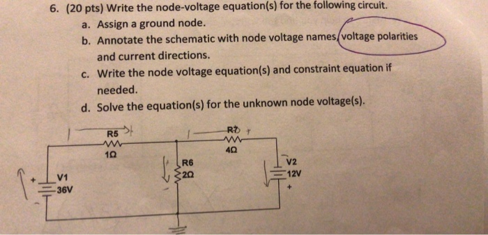 Solved 6 20 Pts Write The Node Voltage Equations For 7949