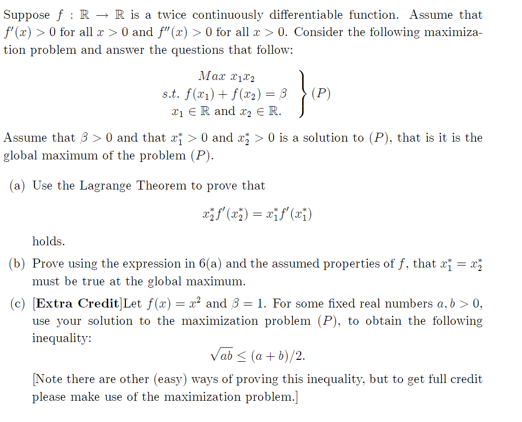 Solved : Suppose f:R → R is a twice continuously | Chegg.com