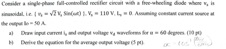 Solved Consider a single-phase full-controlled rectifier | Chegg.com