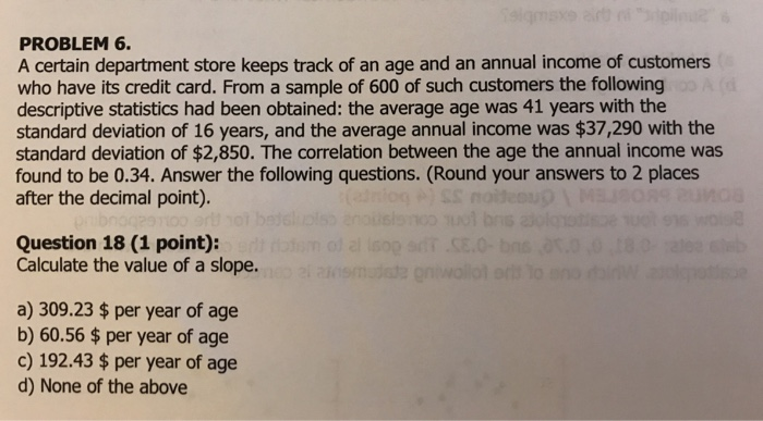 Solved PROBLEM 6 A certain department store keeps track of | Chegg.com
