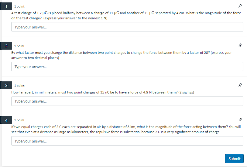 Solved A test charge of +2μC is placed halfway between a | Chegg.com