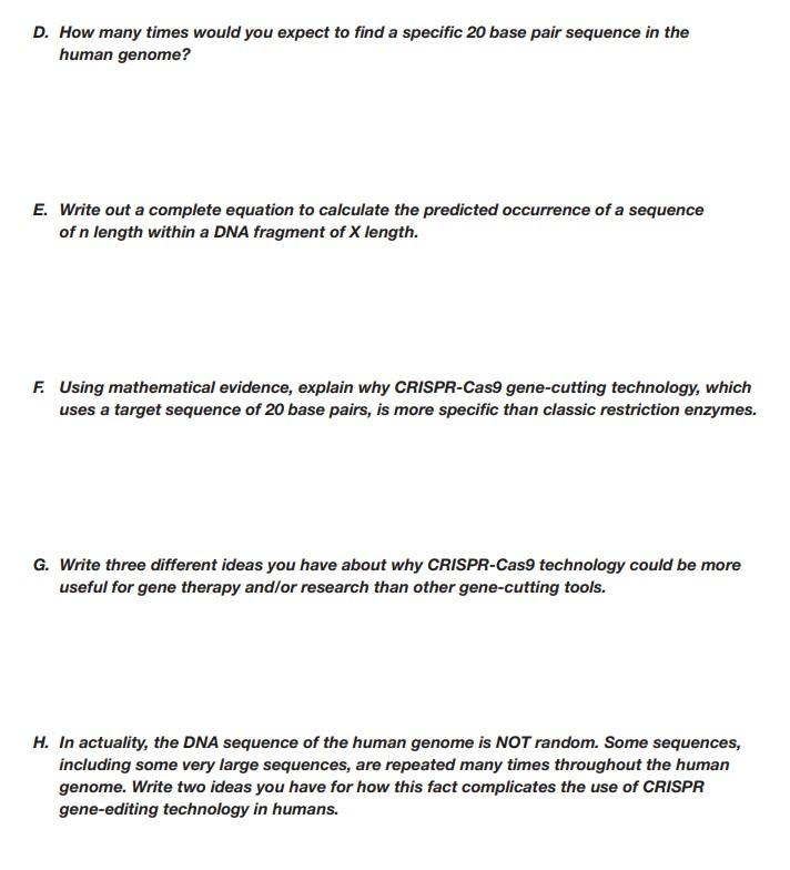 Solved LABS 9 & 10 Introduction to CRISPR-Cas9 Gene Editing | Chegg.com