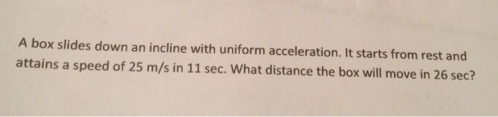 Solved A box slides down an incline with uniform | Chegg.com