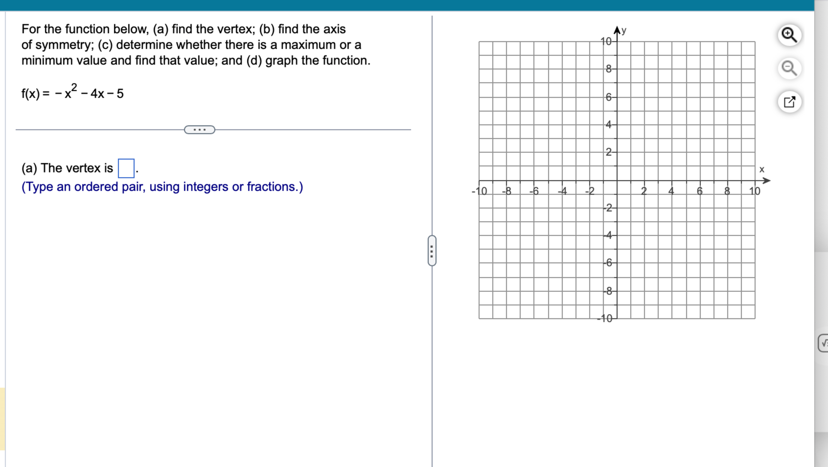 Solved For the function below, (a) ﻿find the vertex; (b) | Chegg.com
