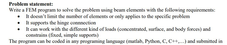 Problem statement: Write a FEM program to solve the | Chegg.com