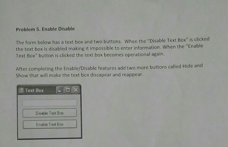 Solved Problem 3. Enable Disable The term below has a text | Chegg.com