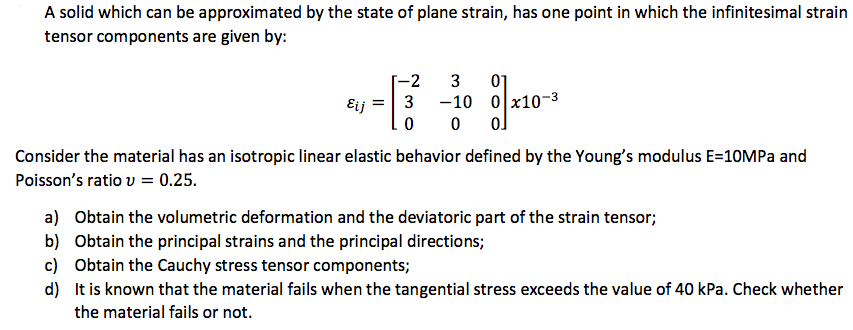 Solved A solid which can be approximated by the state of | Chegg.com
