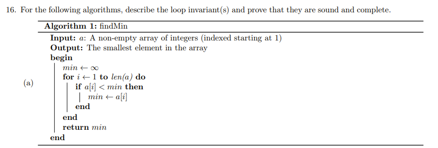 Solved For the following algorithms, describe the loop | Chegg.com