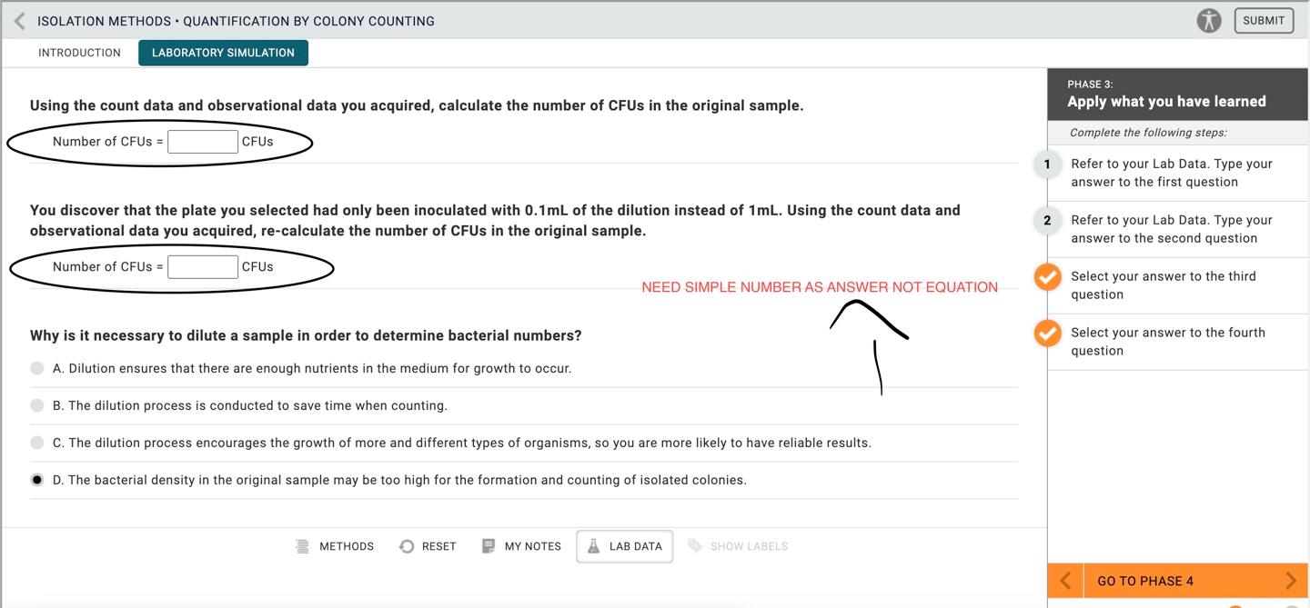 ISOLATION METHODS QUANTIFICATION BY COLONY COUNTING | Chegg.com