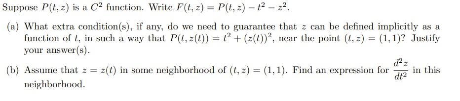 Solved Suppose P(t,z) is a C2 function. Write | Chegg.com