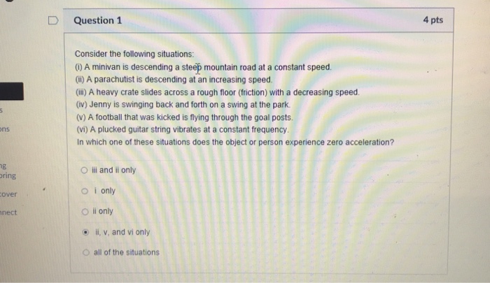 Solved Question 1 4 pts Consider the following situations: ) | Chegg.com