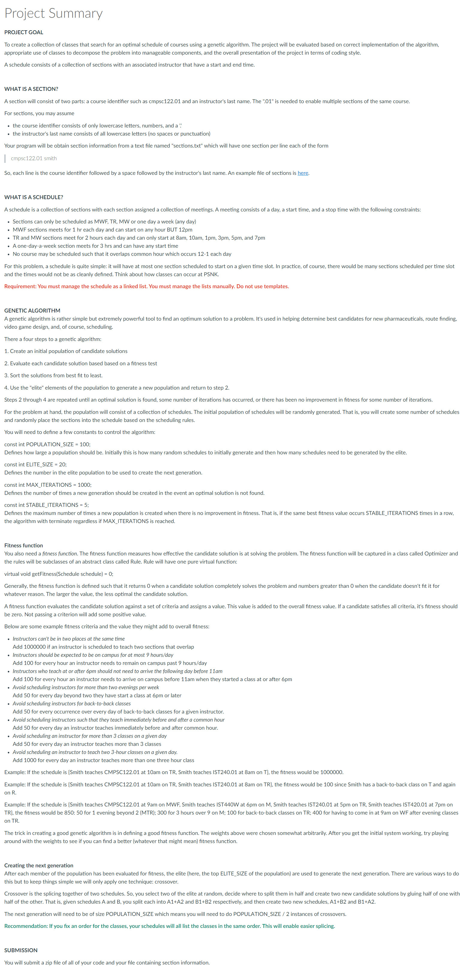 Solved Project Summary PROJECT GOAL To create a collection | Chegg.com