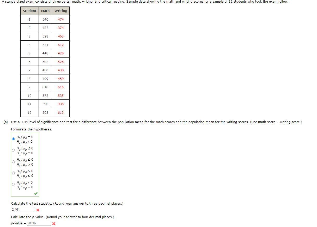 Solved A standardized exam consists of three parts: math, | Chegg.com