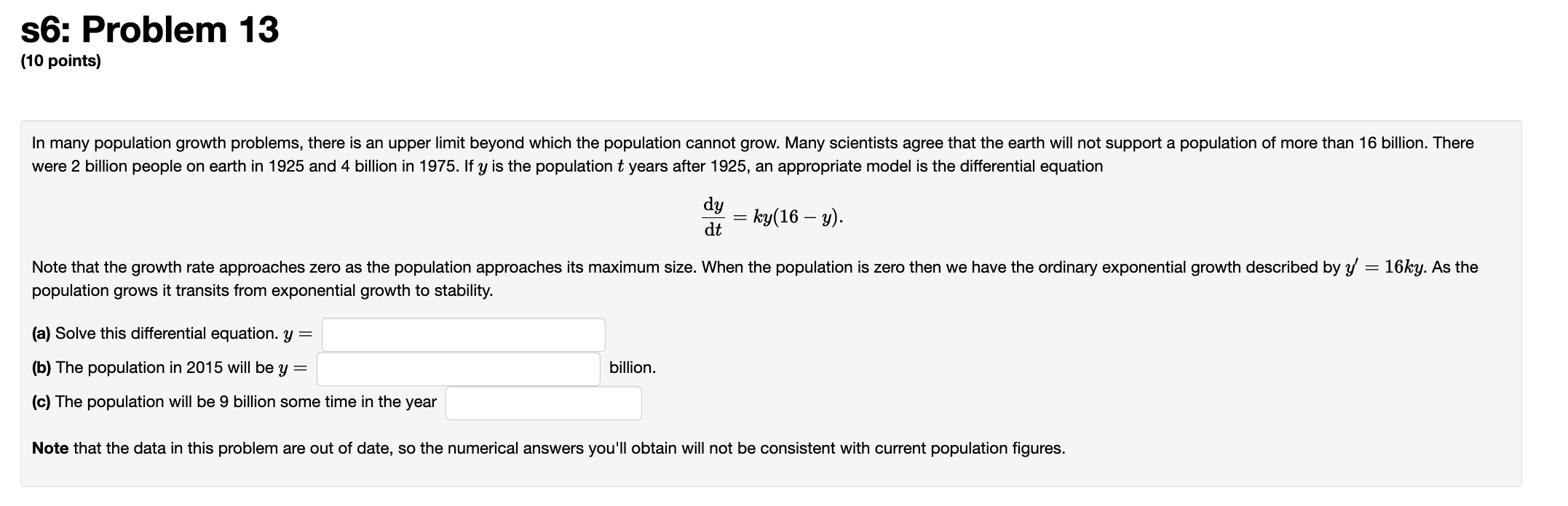 Solved s6: Problem 13 (10 points) were 2 billion people on | Chegg.com