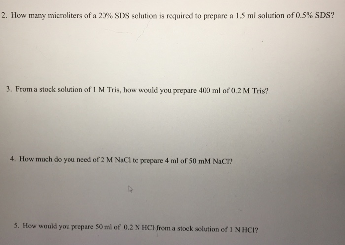 Solved 2 How Many Microliters Of A 20 SDS Solution Is Chegg solved-2-how-many-microliters-of-a-20-sds-solution-is-chegg