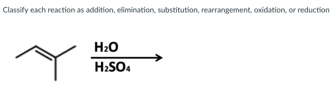 Classify each reaction as addition, elimination, | Chegg.com