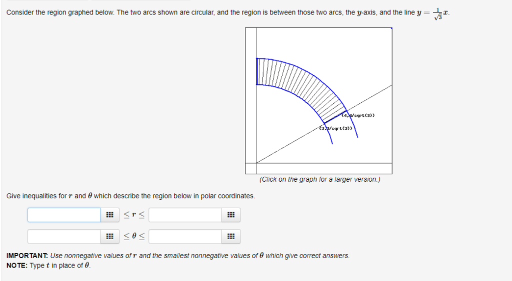Solved Consider the region graphed below. The two arcs shown | Chegg.com
