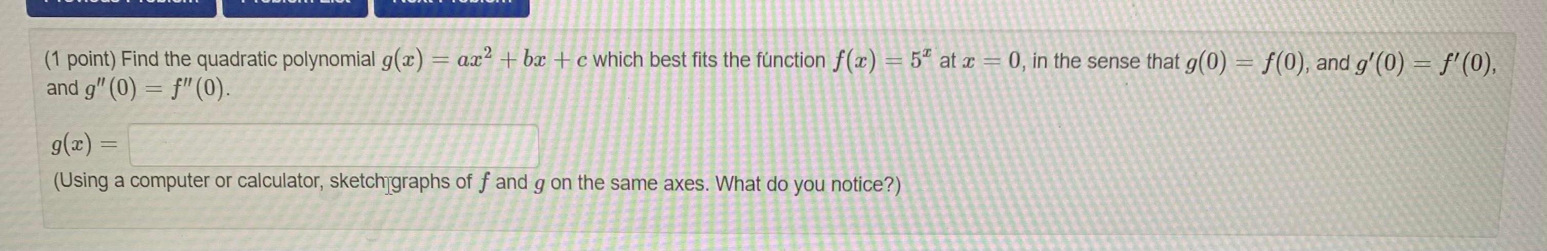 Solved Find the quadratic polynomial | Chegg.com