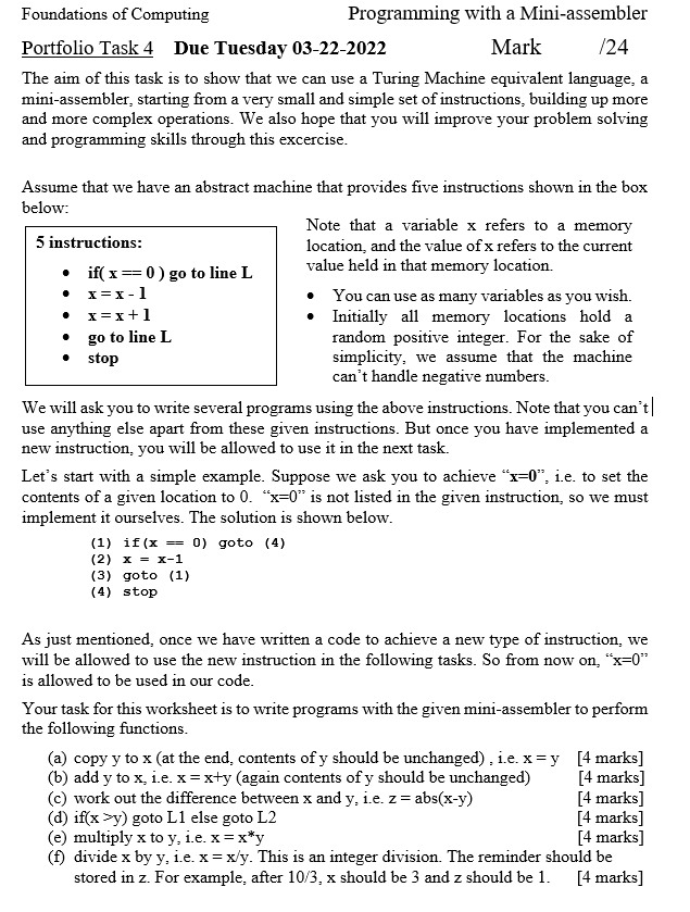 Solved Foundations of Computing Programming with a | Chegg.com
