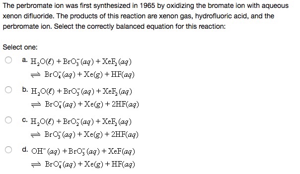 Solved Select the correctly balanced equation for the | Chegg.com
