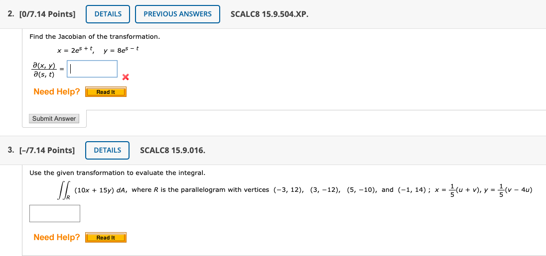 Solved 2. [0/7.14 Points] DETAILS PREVIOUS ANSWERS SCALC8 | Chegg.com