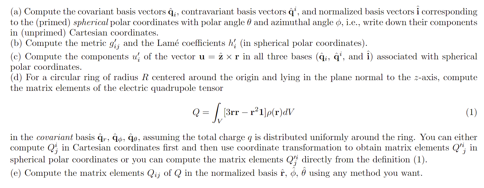 Solved A Compute The Covariant Basis Vectors Q I