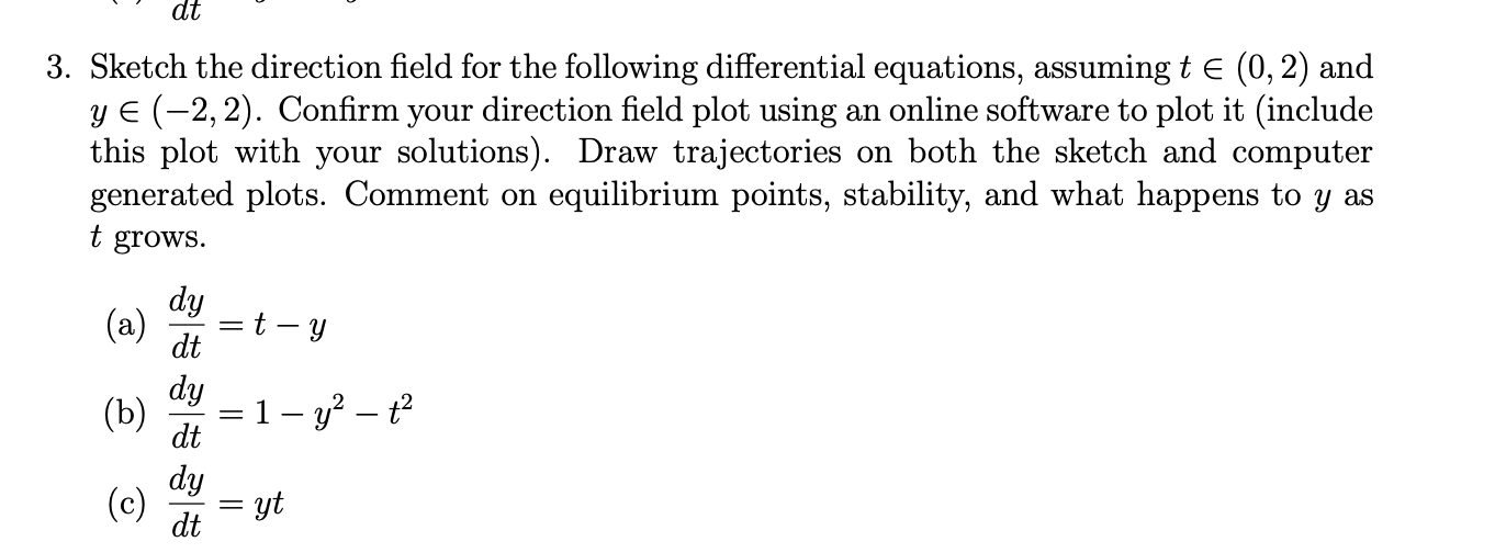 Solved 3. Sketch the direction field for the following | Chegg.com