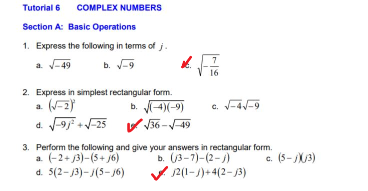 Solved Tutorial 6 COMPLEX NUMBERS Section A: Basic | Chegg.com