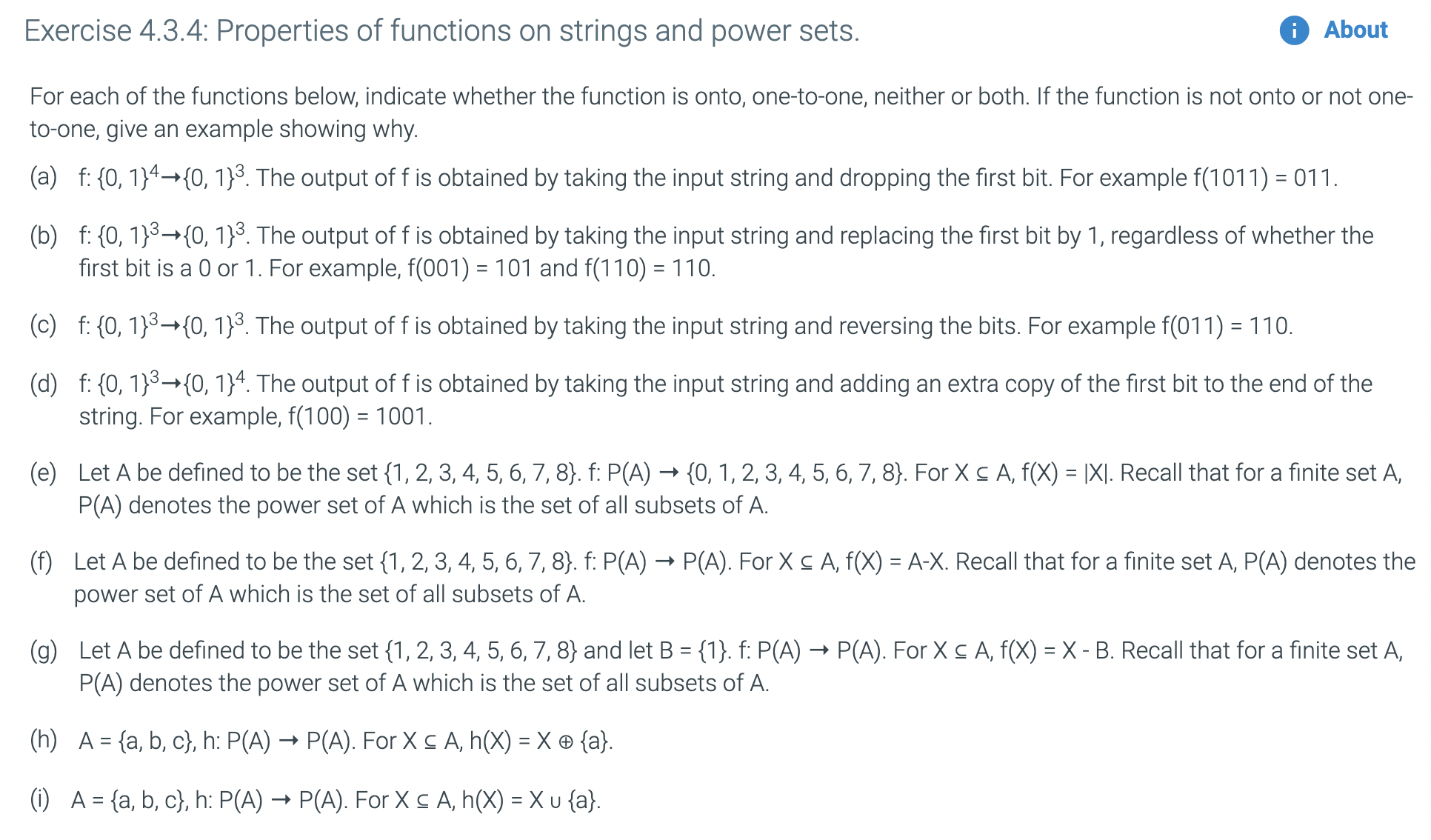 Solved Exercise 4.3.4: Properties of functions on strings | Chegg.com