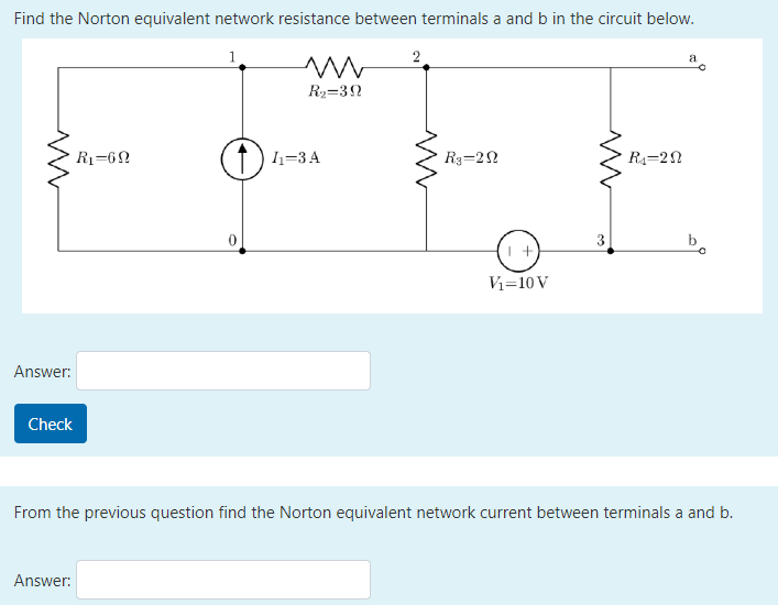 Solved Find the Norton equivalent network resistance between | Chegg.com