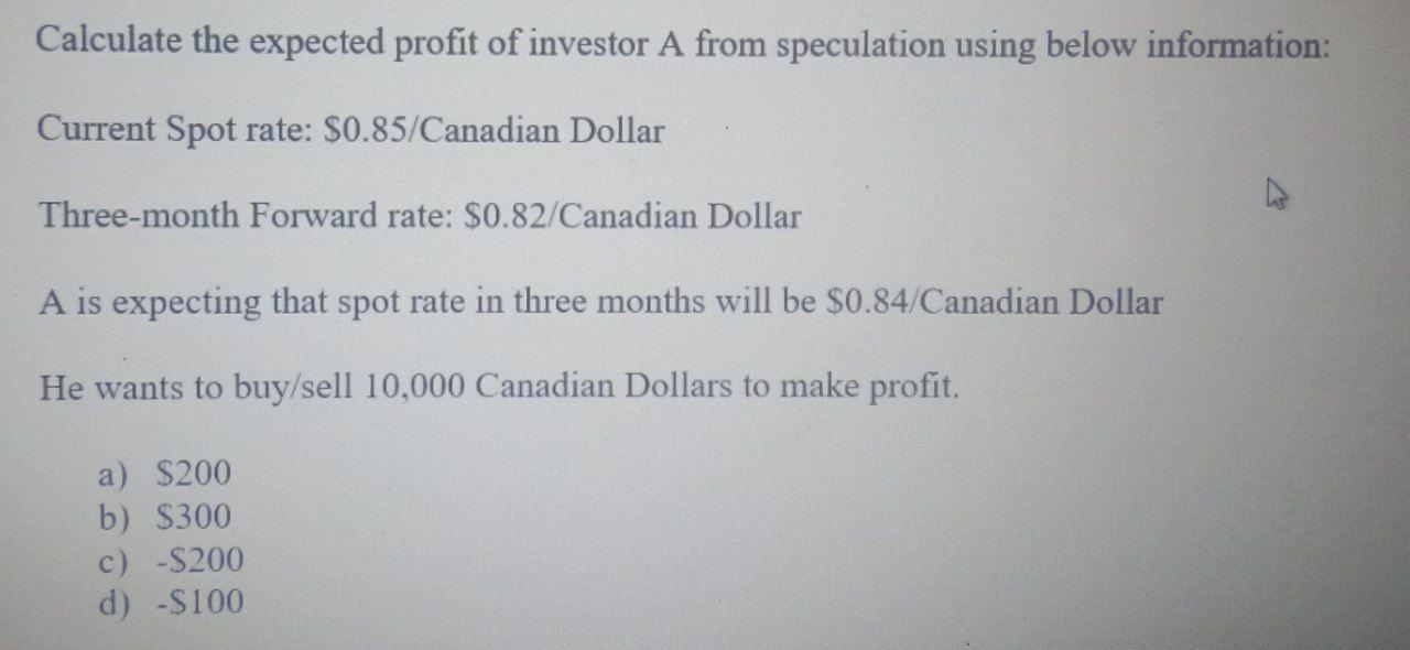 Solved Calculate the expected profit of investor A from | Chegg.com